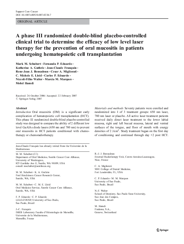 (PDF) A phase I/II randomized, double-blind, placebo-controlled, dose-ranging study evaluating ...