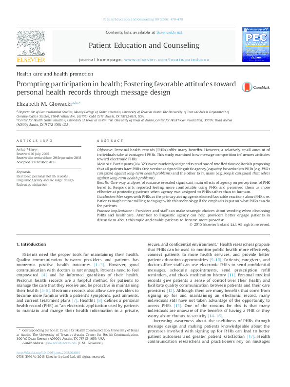 (PDF) Prompting participation in health: Fostering favorable attitudes ...