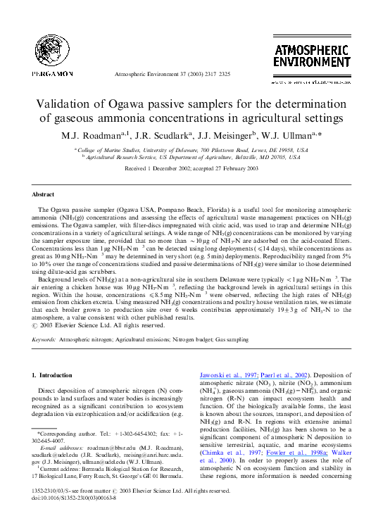 (PDF) Validation of Ogawa passive samplers for the determination of ...