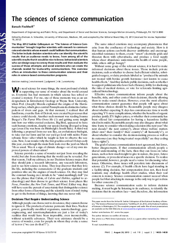 (PDF) The sciences of science communication