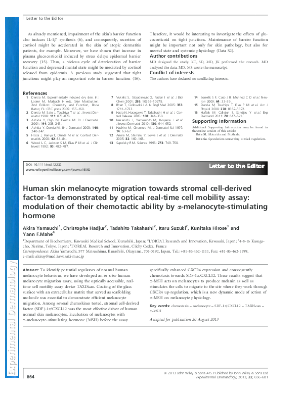 (PDF) Melanocyte Migration and Chemotaxis Modulation