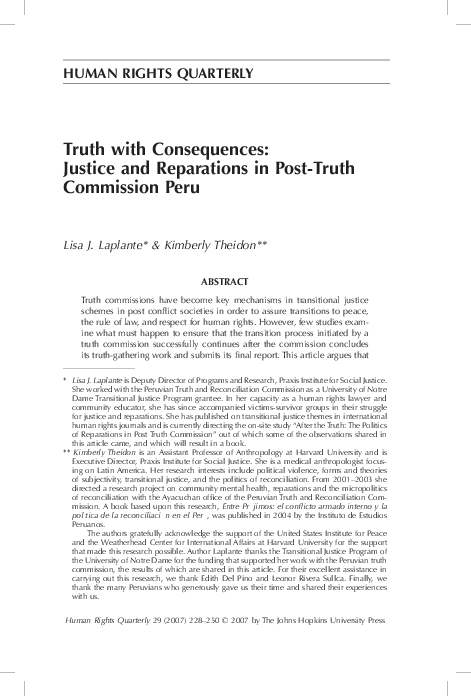 (PDF) Truth with Consequences: Justice and Reparations in Post-Truth ...