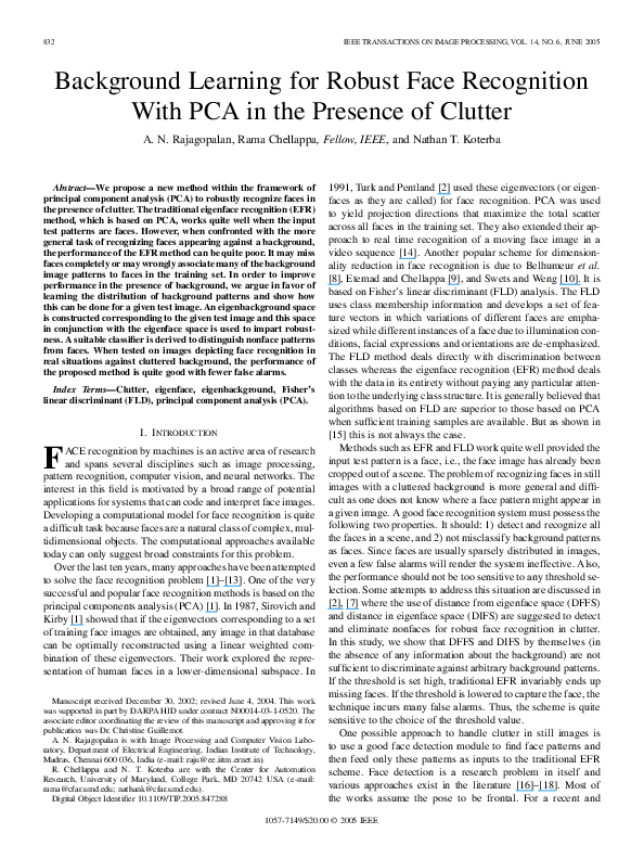 (PDF) Background learning for robust face recognition