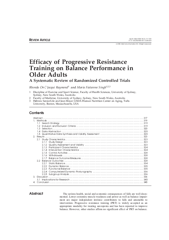 (PDF) Efficacy of Progressive Resistance Training on Balance ...