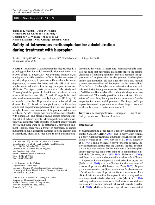 (PDF) Safety of intravenous methamphetamine administration during ...