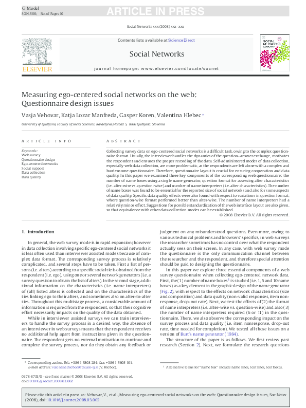 Pdf Optimizing Web Questionnaires For Social Networks