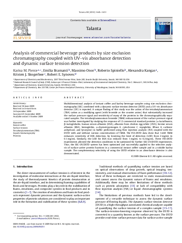 (PDF) Analysis of commercial beverage products by size exclusion chromatography coupled with UV ...