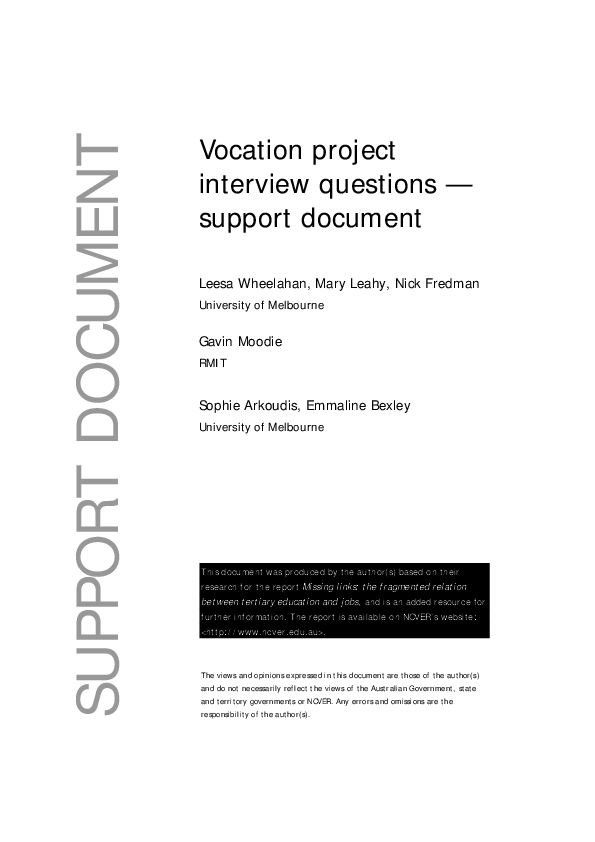 (PDF) Vocation Project Interview Questions--Support Document