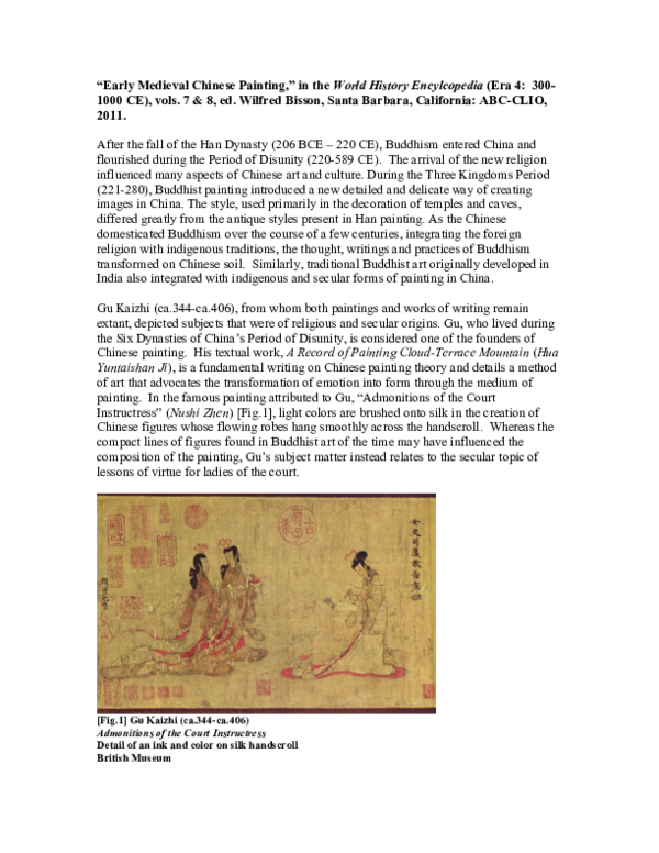(PDF) Early Medieval Chinese Painting