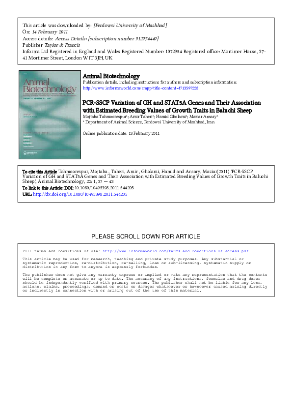 (PDF) PCR-SSCP Variation of GH and STAT5A Genes and Their Association ...