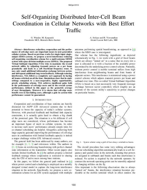 (PDF) Self-organizing distributed inter-cell beam coordination in cellular networks with best ...