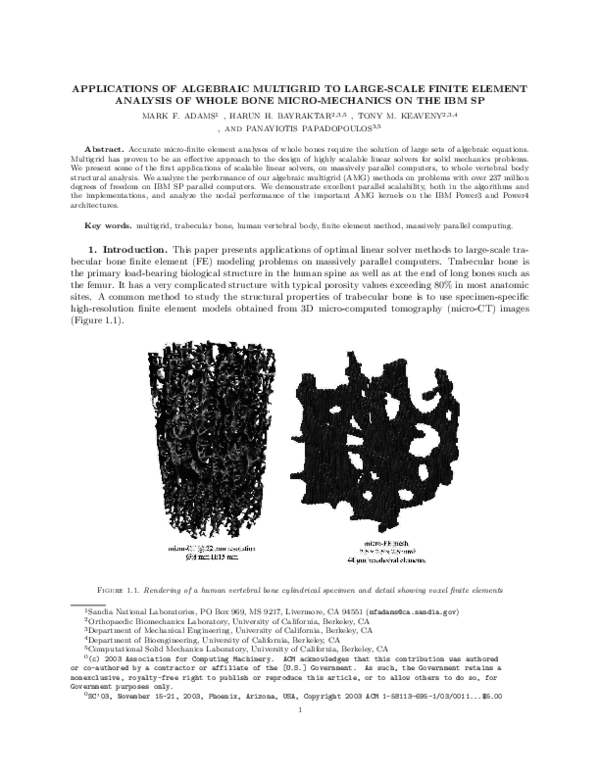 Pdf Applications Of Algebraic Multigrid To Large Scale Finite Element