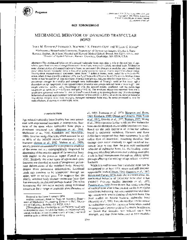 (PDF) Mechanical behavior of damaged trabecular bone