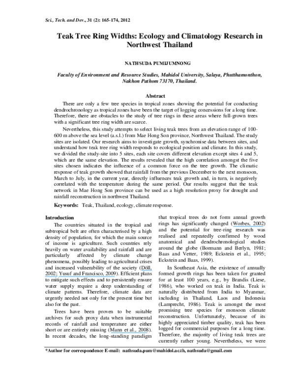 (PDF) Teak Tree Ring Widths: Ecology and Climatology Research in ...