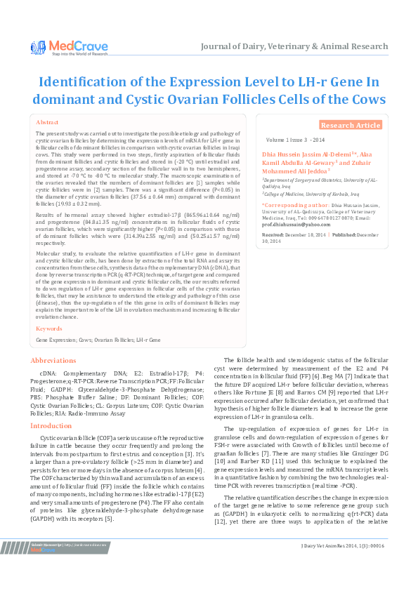 (PDF) Identification of the Expression Level to LH-r Gene In dominant ...