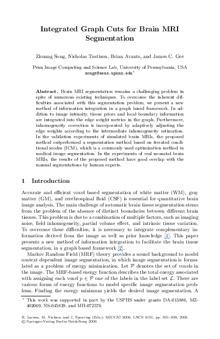 (PDF) Integrated graph cuts for brain MRI segmentation
