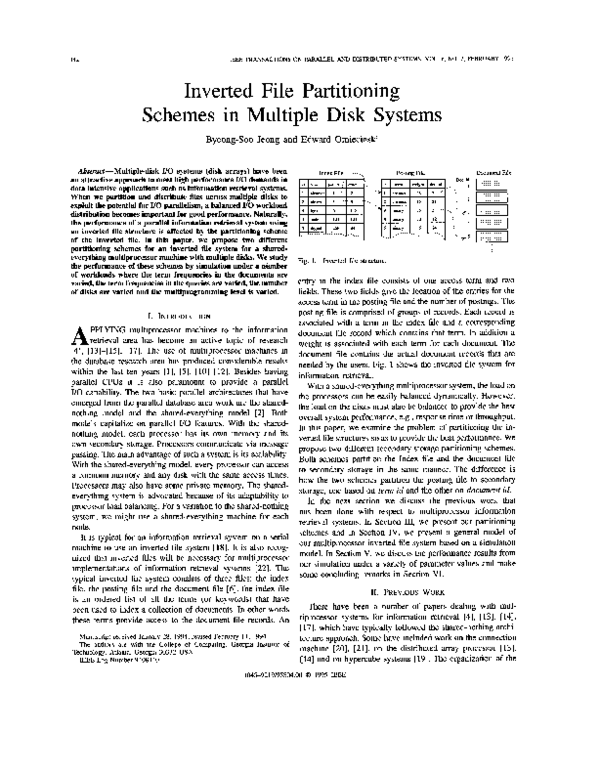 (PDF) Inverted file partitioning schemes in multiple disk systems