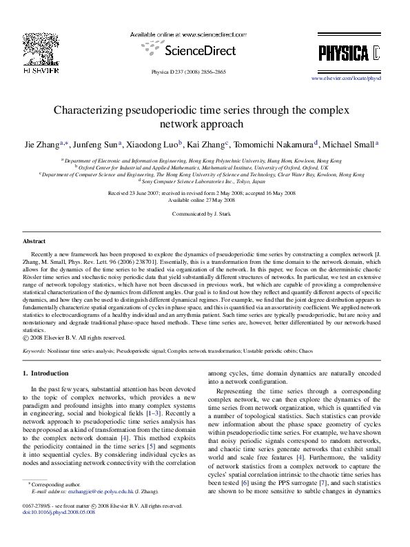 (PDF) Characterizing pseudoperiodic time series through the complex network approach