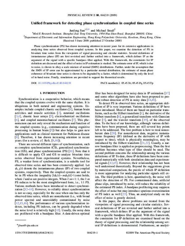 Pdf Unified Framework For Detecting Phase Synchronization In Coupled