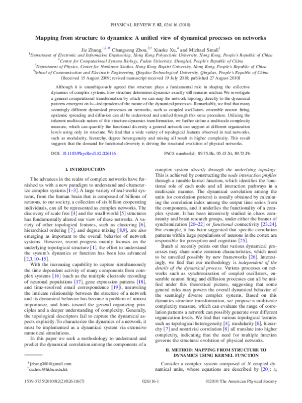 (PDF) Mapping from structure to dynamics: A unified view of dynamical processes on networks