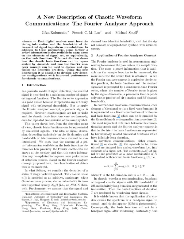 (PDF) A new description of chaotic waveform communications: The Fourier ...