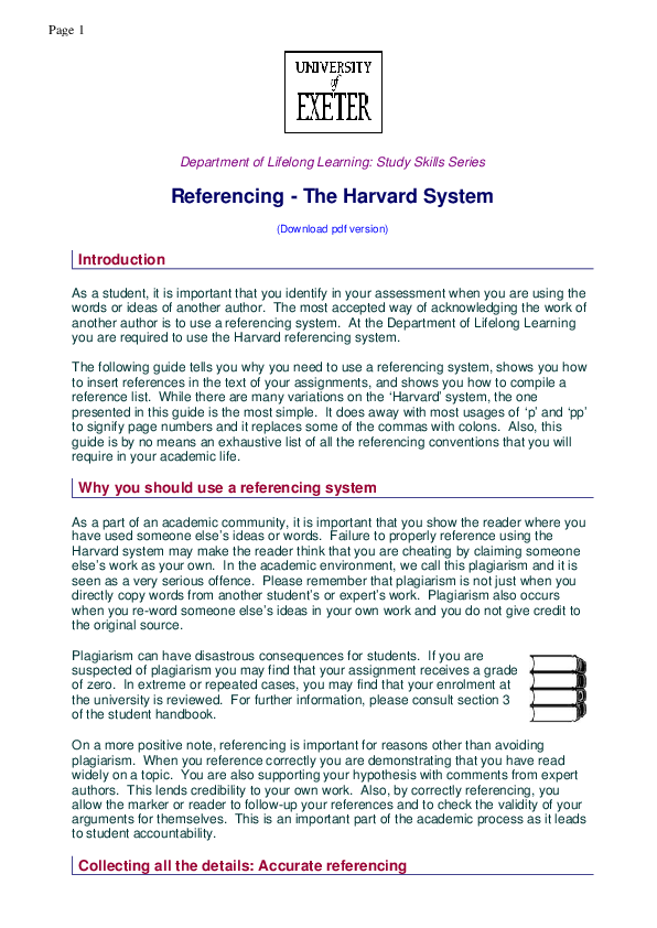 (PDF) Referencing -The Harvard System