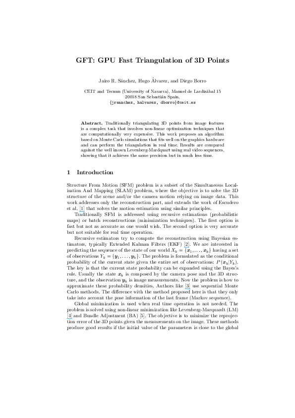 (PDF) GFT: GPU Fast Triangulation of 3D Points