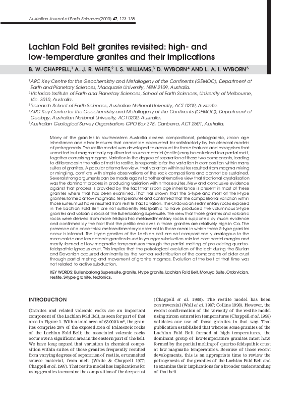 (PDF) Lachlan Fold Belt granites revisited: High‐ and low‐temperature ...