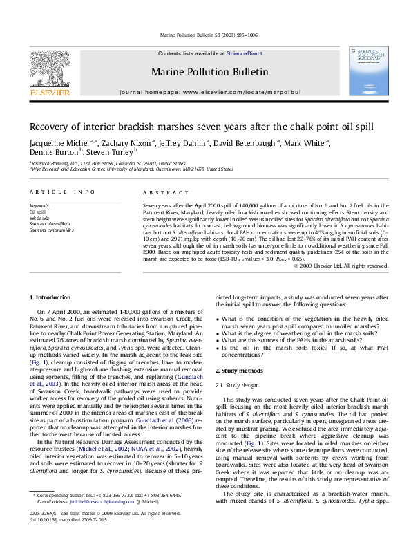 (PDF) Recovery of interior brackish marshes seven years after the chalk ...