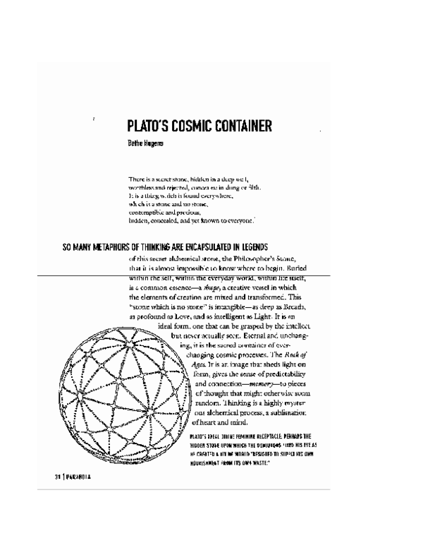 (PDF) Plato's Universal Container - An Ancient, Universal Thinking Model?