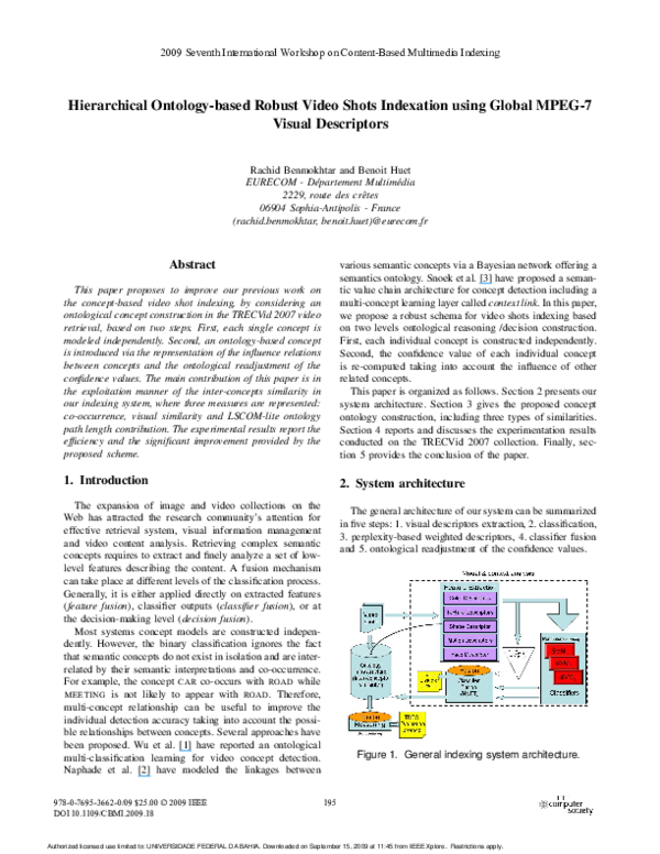 (PDF) Hierarchical Ontology-Based Robust Video Shots Indexation Using Global MPEG-7 Visual ...