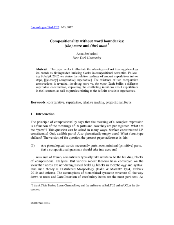 (PDF) Compositionality without word boundaries: (the) more and (the) most / 2012