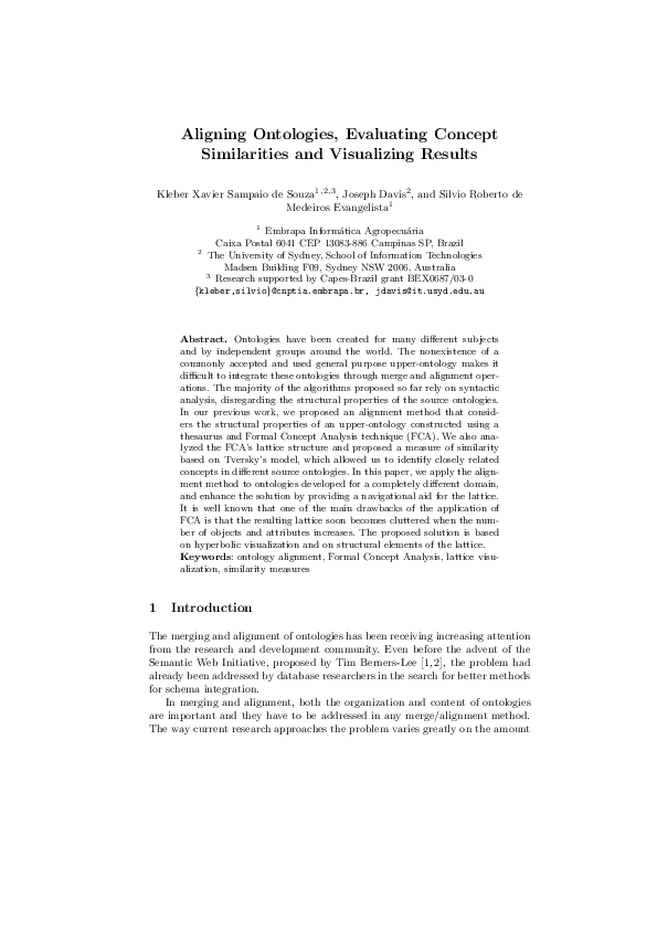 (PDF) Aligning Ontologies, Evaluating Concept Similarities and Visualizing Results