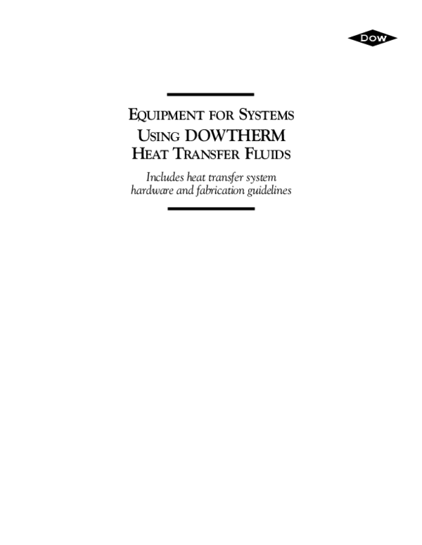 (PDF) EQUIPMENT FOR SYSTEMS USING DOWTHERM HEAT TRANSFER FLUIDS ...