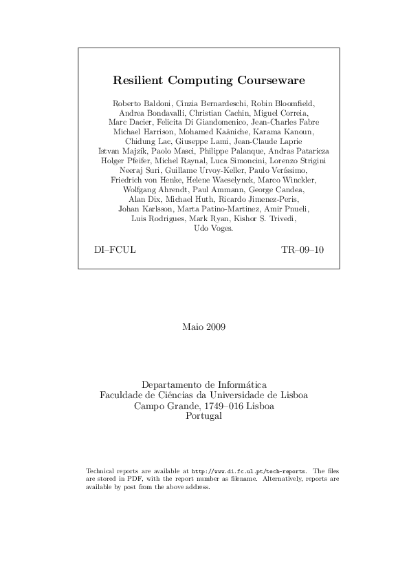 (PDF) Resilient Computing Courseware