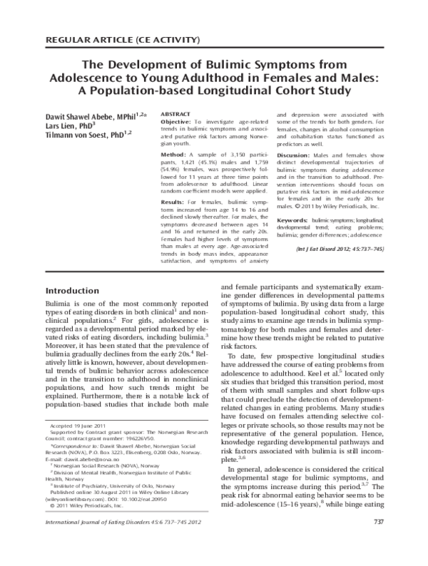 (PDF) The development of bulimic symptoms from adolescence to young ...