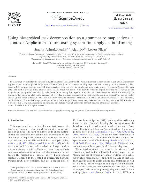 Pdf Using Hierarchical Task Decomposition As A Grammar To Map Actions In Context Application
