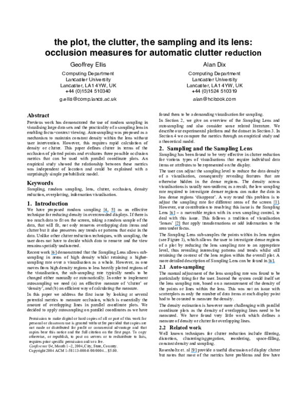 Pdf The Plot The Clutter The Sampling And Its Lens Occlusion Measures For Automatic Clutter