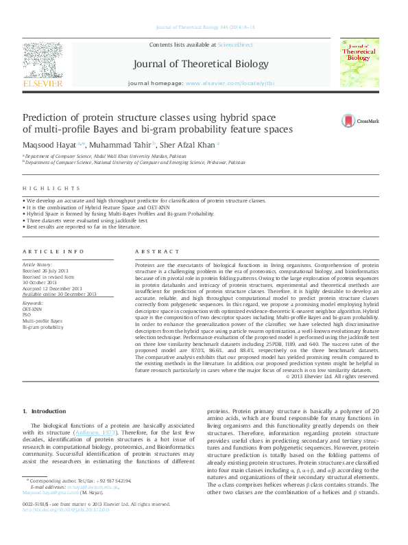 (PDF) Prediction of protein structure classes using hybrid space of multi-profile Bayes and bi ...