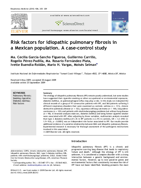 (PDF) Risk factors for idiopathic pulmonary fibrosis in a Mexican ...