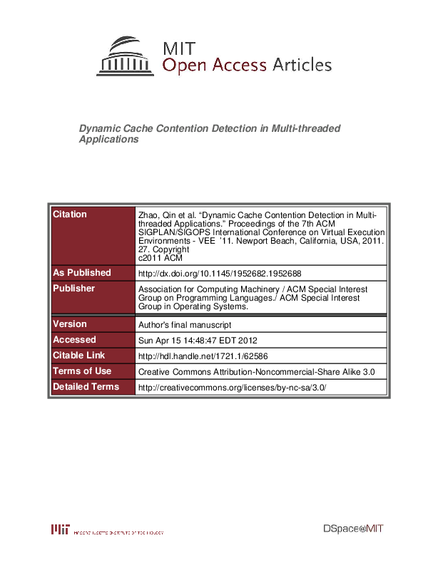 (PDF) Dynamic cache contention detection in multi-threaded applications