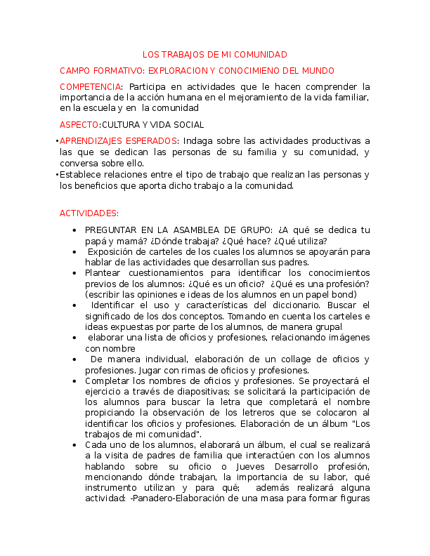 (DOC) LOS TRABAJOS DE MI COMUNIDAD