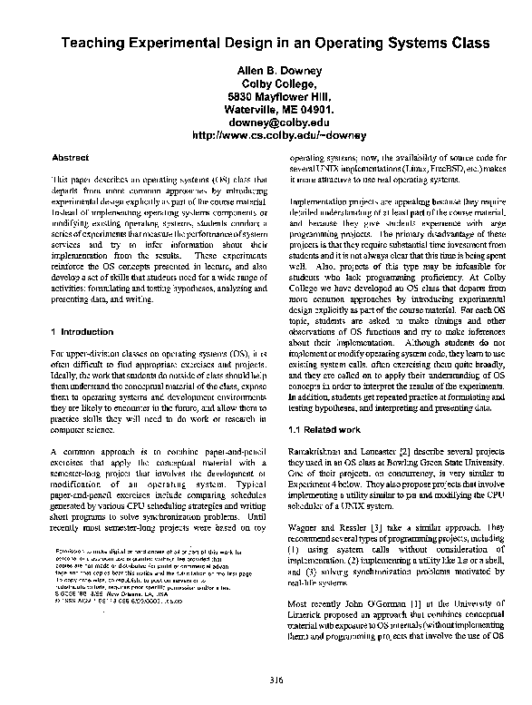 (PDF) Teaching experimental design in an operating systems class