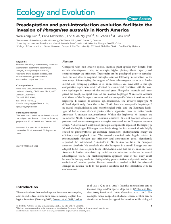 (PDF) Preadaptation and post-introduction evolution facilitate the ...