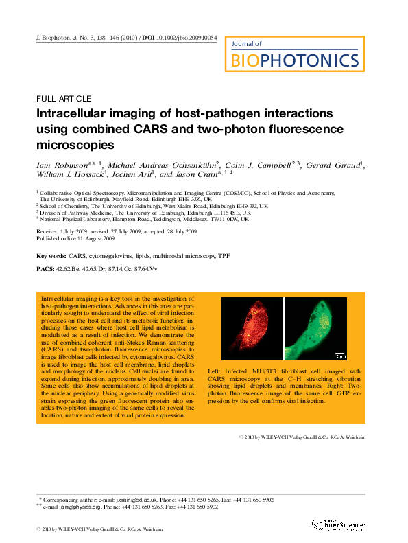 (PDF) Intracellular imaging of host-pathogen interactions using combined CARS and two-photon ...