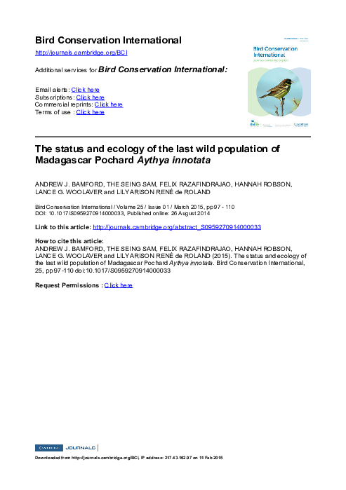 (PDF) The status and ecology of the last wild population of Madagascar ...