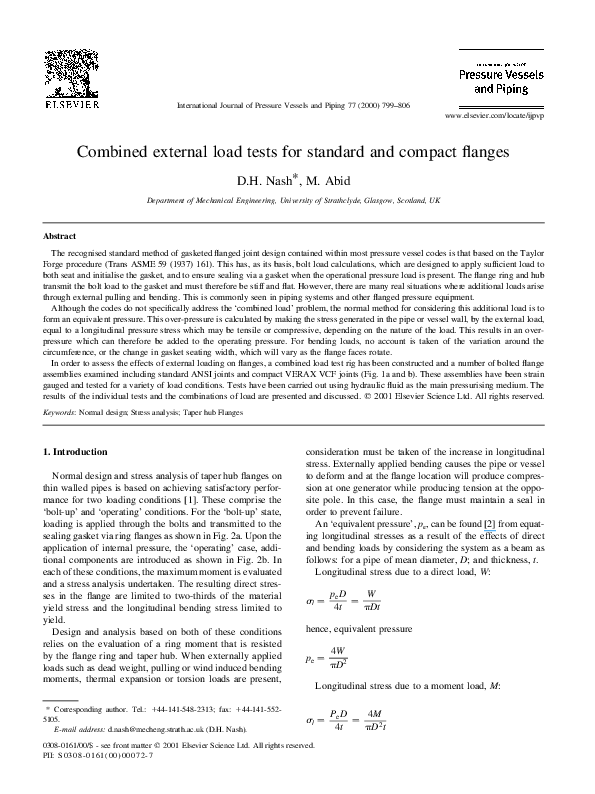 (PDF) Combined external load tests for standard and compact flanges