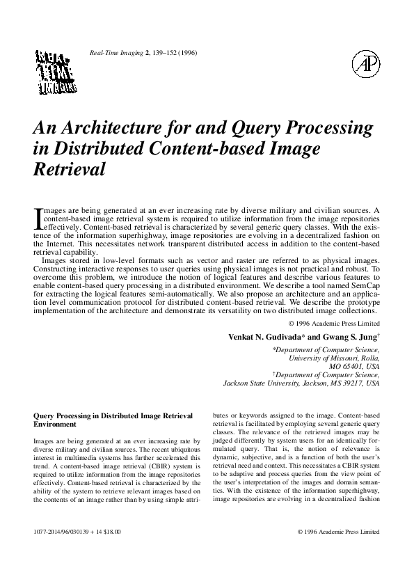 (PDF) An architecture for and query processing in distributed content-based image retrieval