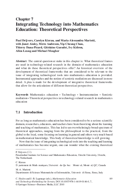 (PDF) Integrating Technology into Mathematics Education: Theoretical ...