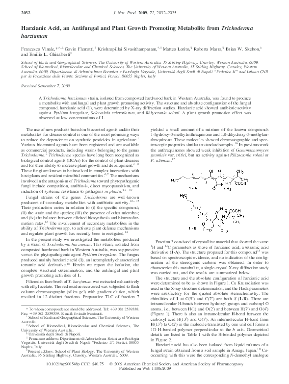 (PDF) Harzianic Acid, an Antifungal and Plant Growth Promoting Metabolite from Trichoderma harzianum